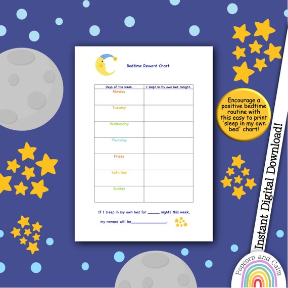 Bedtime Reward Chart Sleep Training Bedtime Routine | Etsy