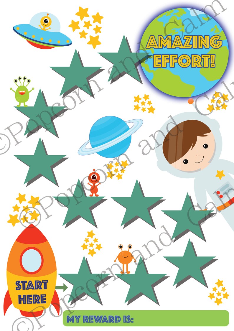 Space Reward Chart, Chore Chart, Behavior Chart, Toddler Incentive ...