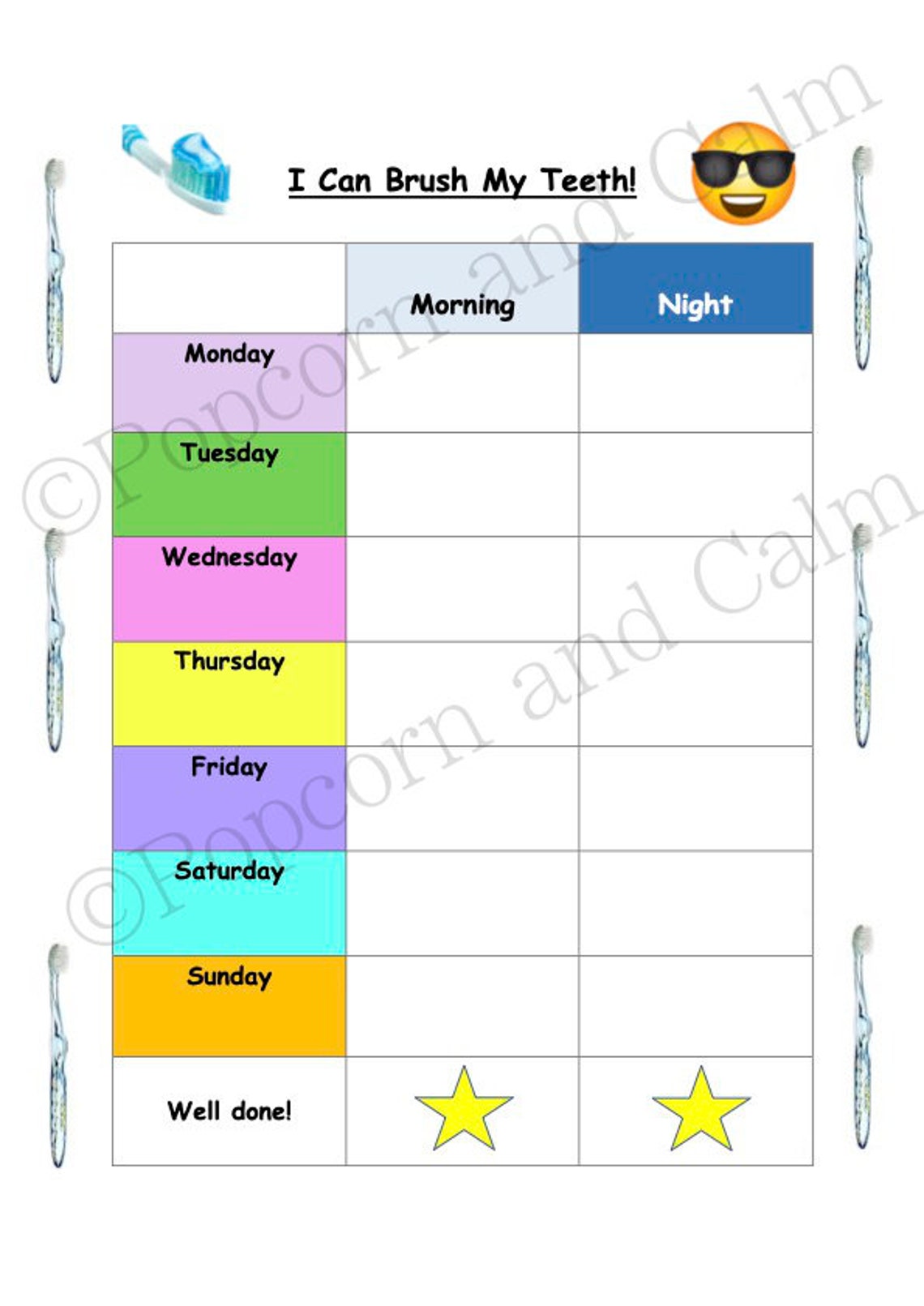 Teeth Brushing Chart, Behavior Goals, Incentive Chart, Good Behaviour ...