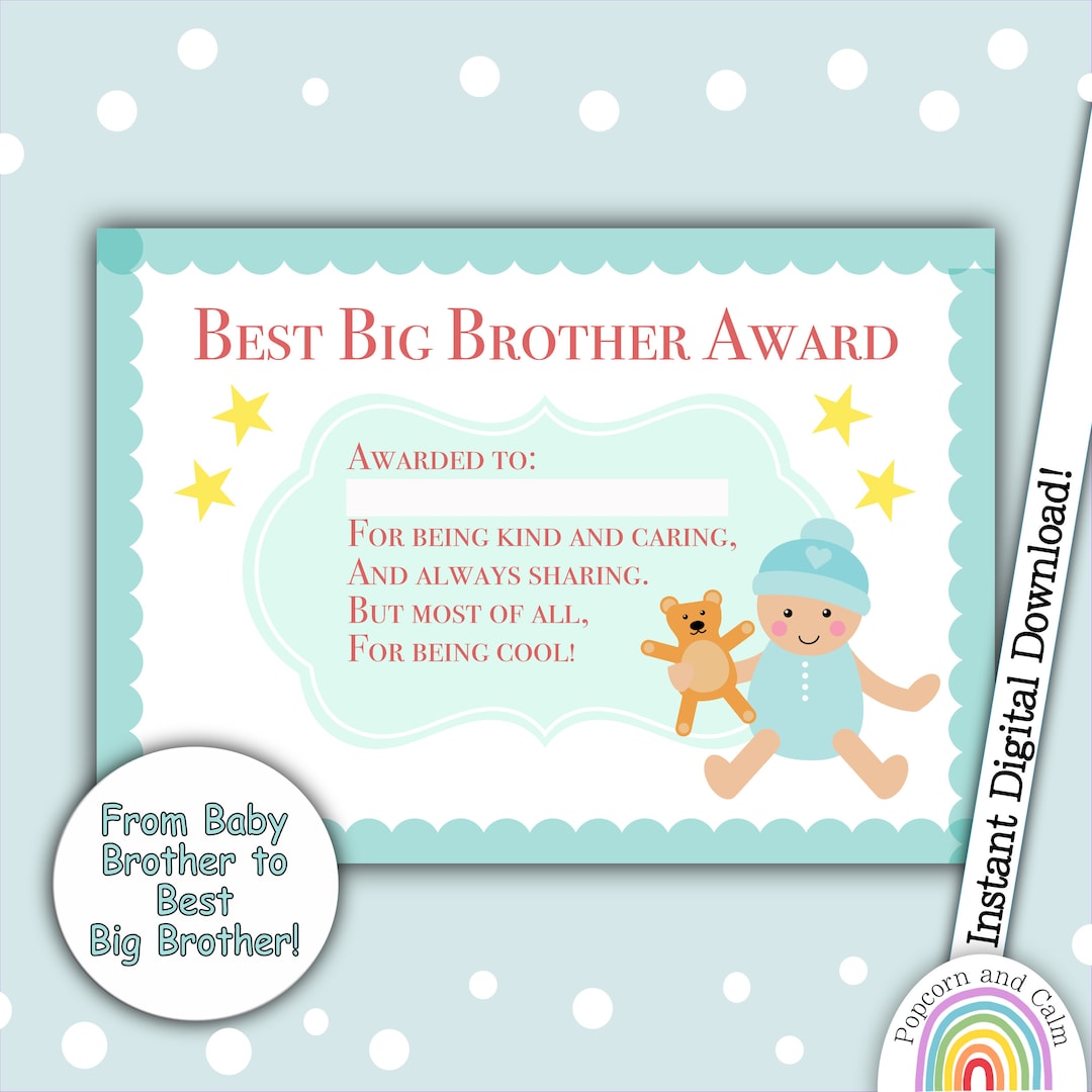 Best Big Brother Award, Big Brother Certificate, Well Done Certificate ...