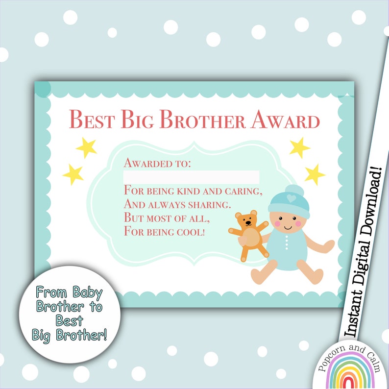 Best Big Brother Award, Big Brother Certificate, Well Done Certificate ...