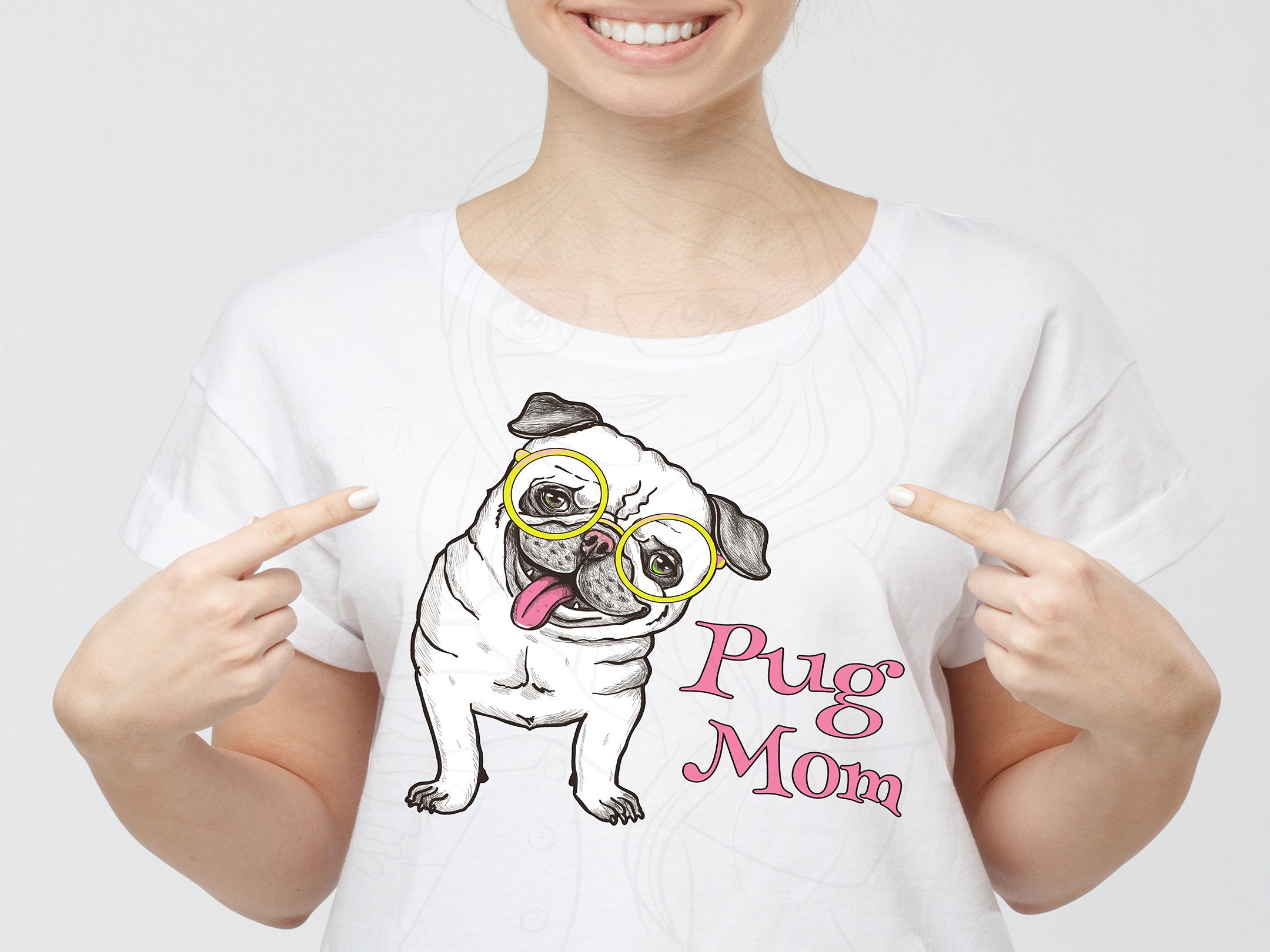 Pug Mom - Fun Printable - for Sublimation and Other Craft Projects ...