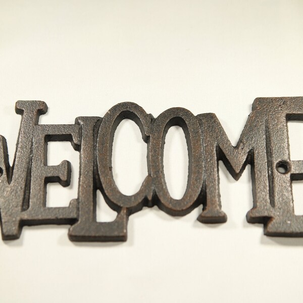 Vintage Cast Iron Welcome Sign - Etsy