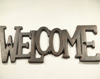 Cast Iron Antique Rustic Style Sign Welcome - Etsy