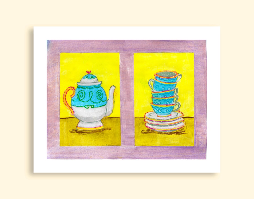 Haunted Tea Set Polteageist Art Print - Etsy