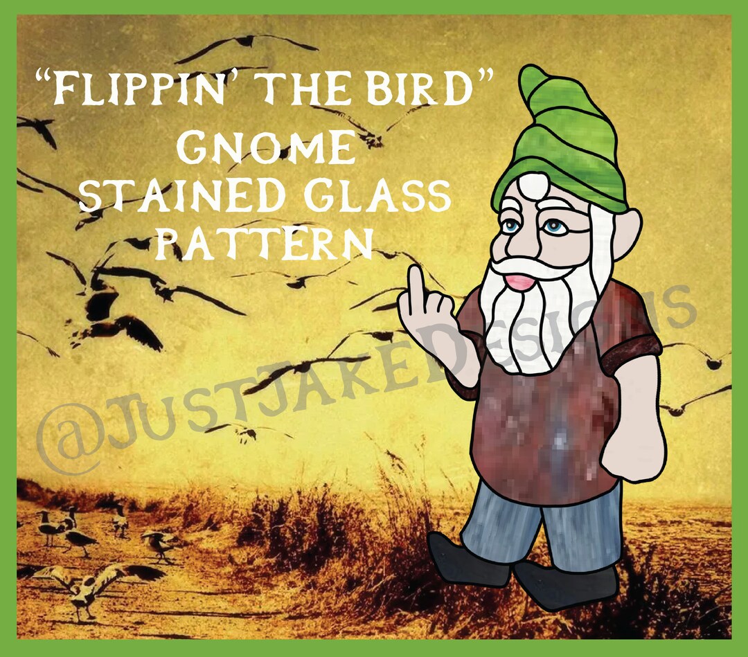 Flippin' the Bird Gnome Stained Glass Pattern - Etsy