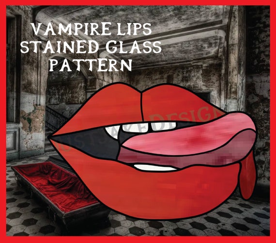 Vampire Lips Stained Glass Suncatcher Pattern - Etsy