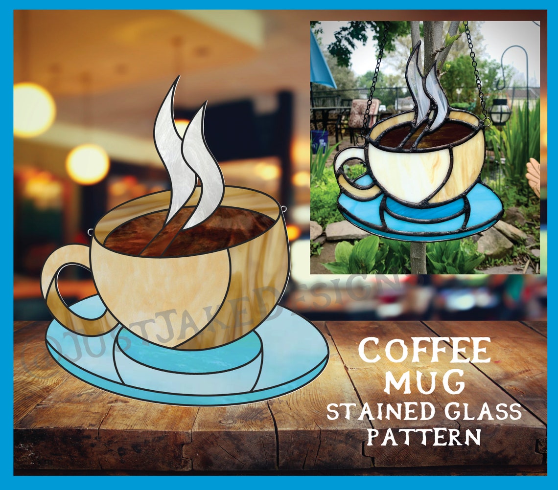 Coffee Mug Stained Glass Pattern - Etsy