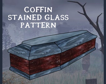Coffin With Bats Stained Glass Pattern Pdf Digital File Digital Pattern ...