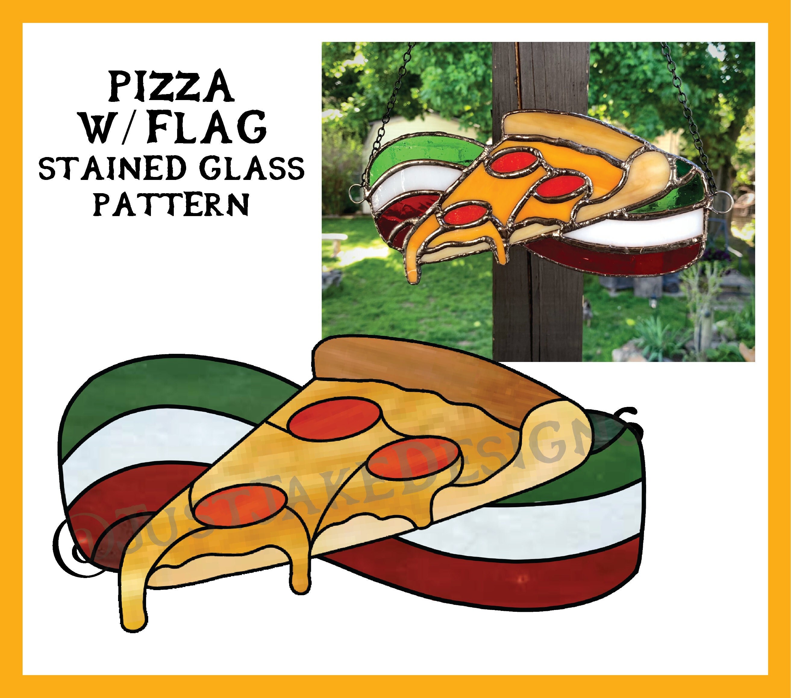Pizza With Italian Flag Stained Glass Pattern | Etsy