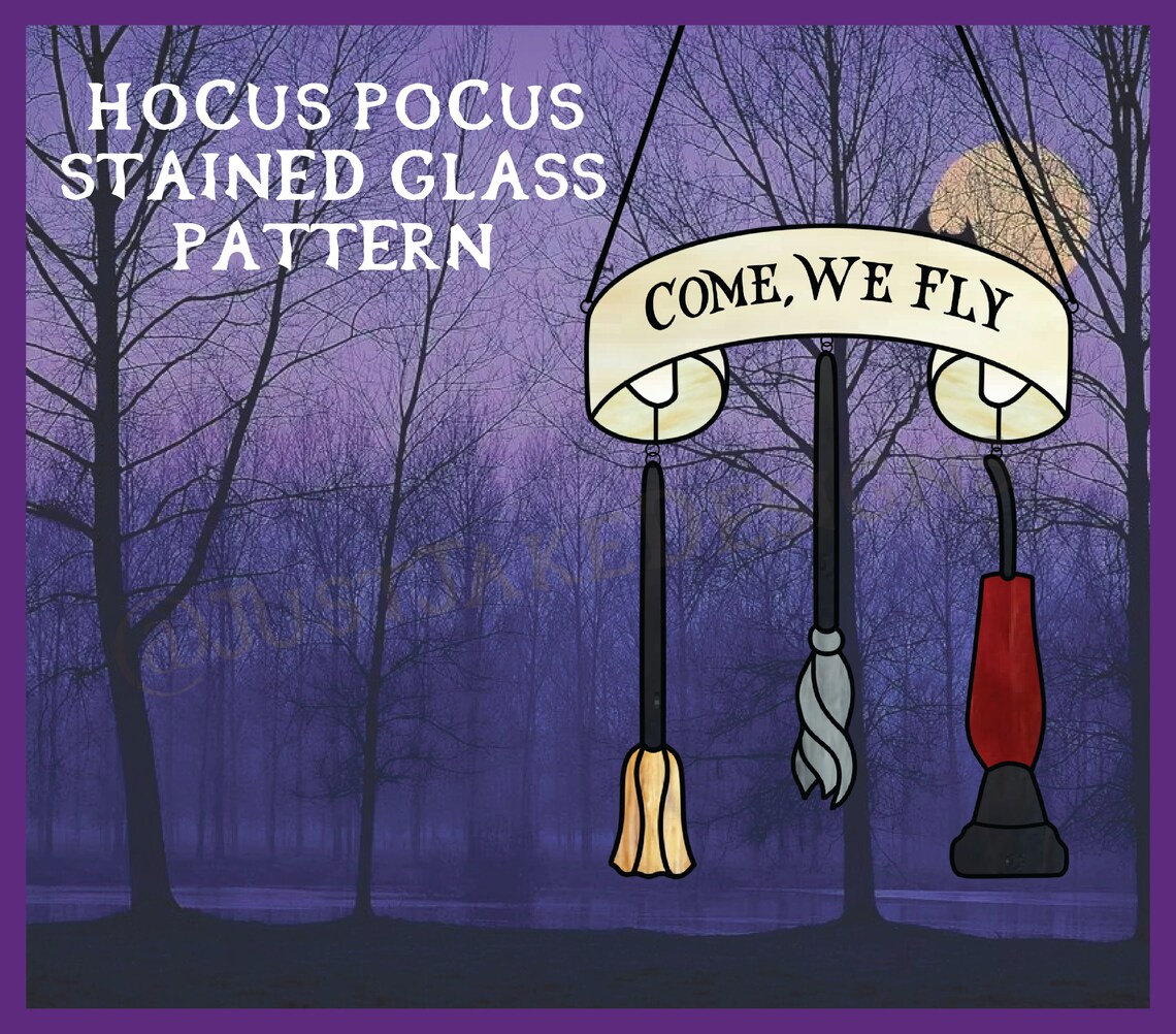 Hocus Pocus Brooms Stained Glass Suncatcher Pattern - Etsy