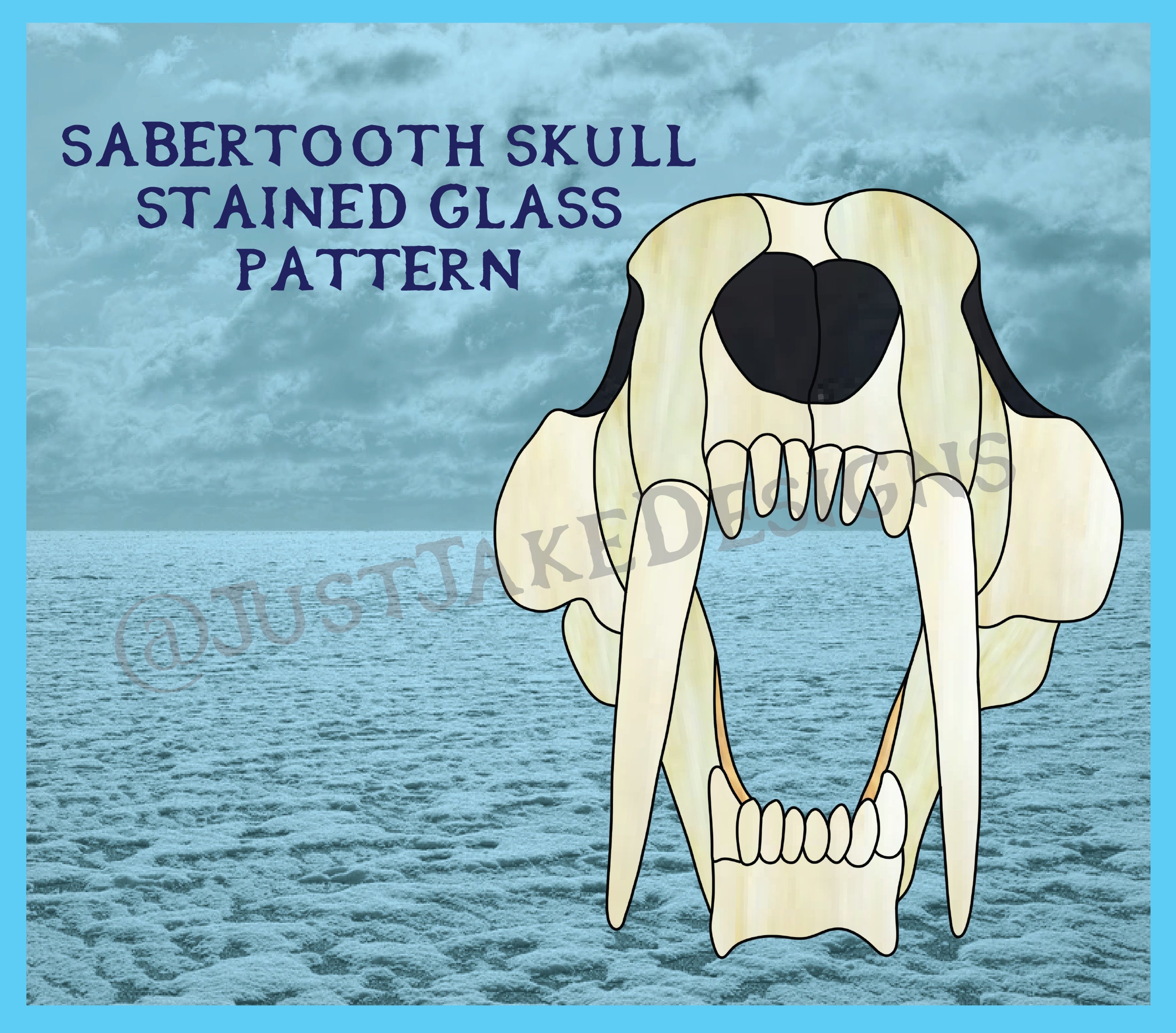Sabertooth Skull Stained Glass Suncatcher Pattern - Etsy