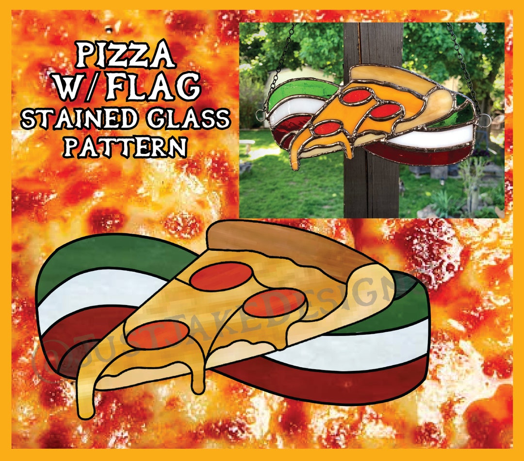 Pizza With Italian Flag Stained Glass Pattern - Etsy