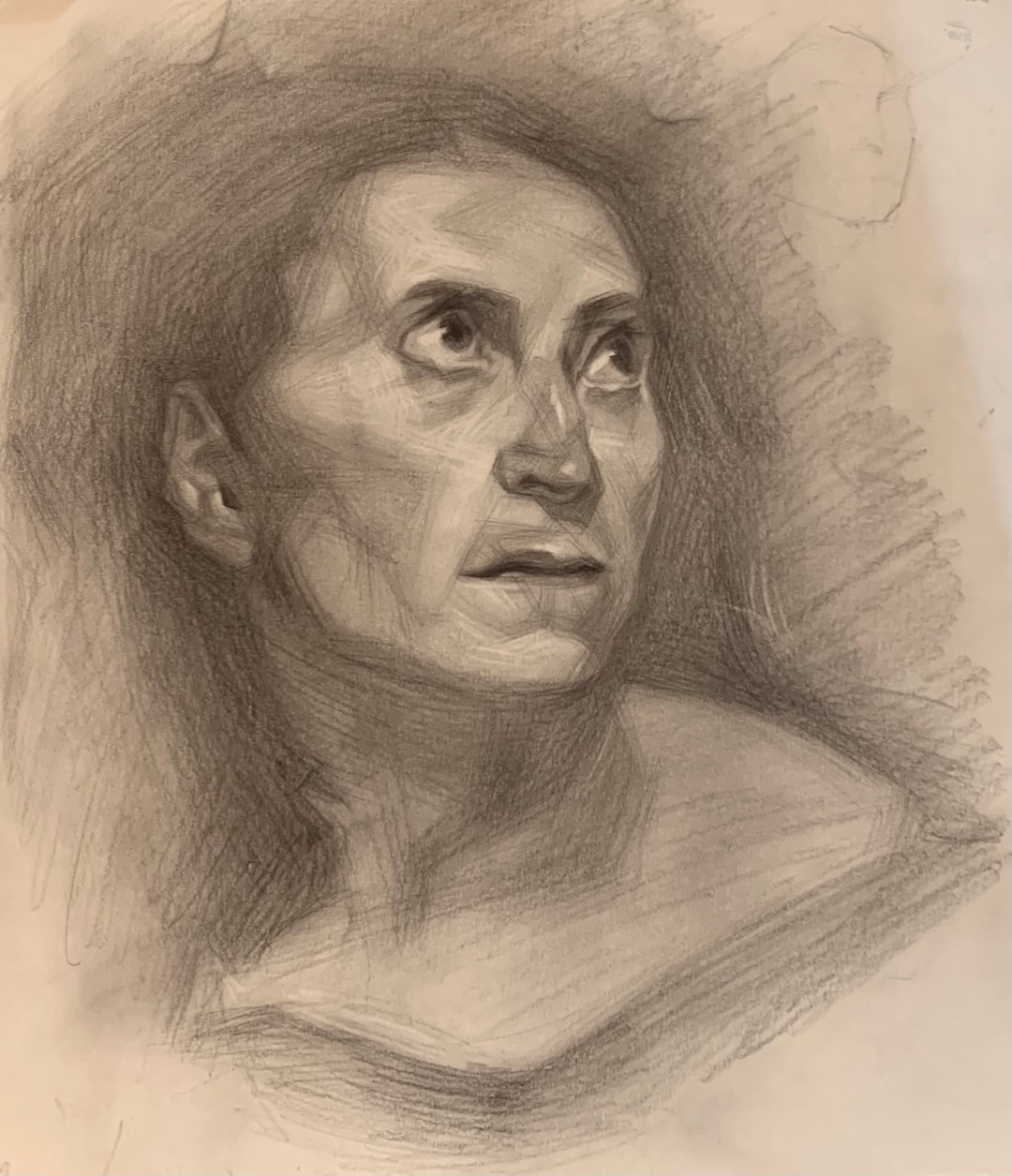 Head Drawing Portrait Wall Art Head Art Female Artwork Original Drawing ...