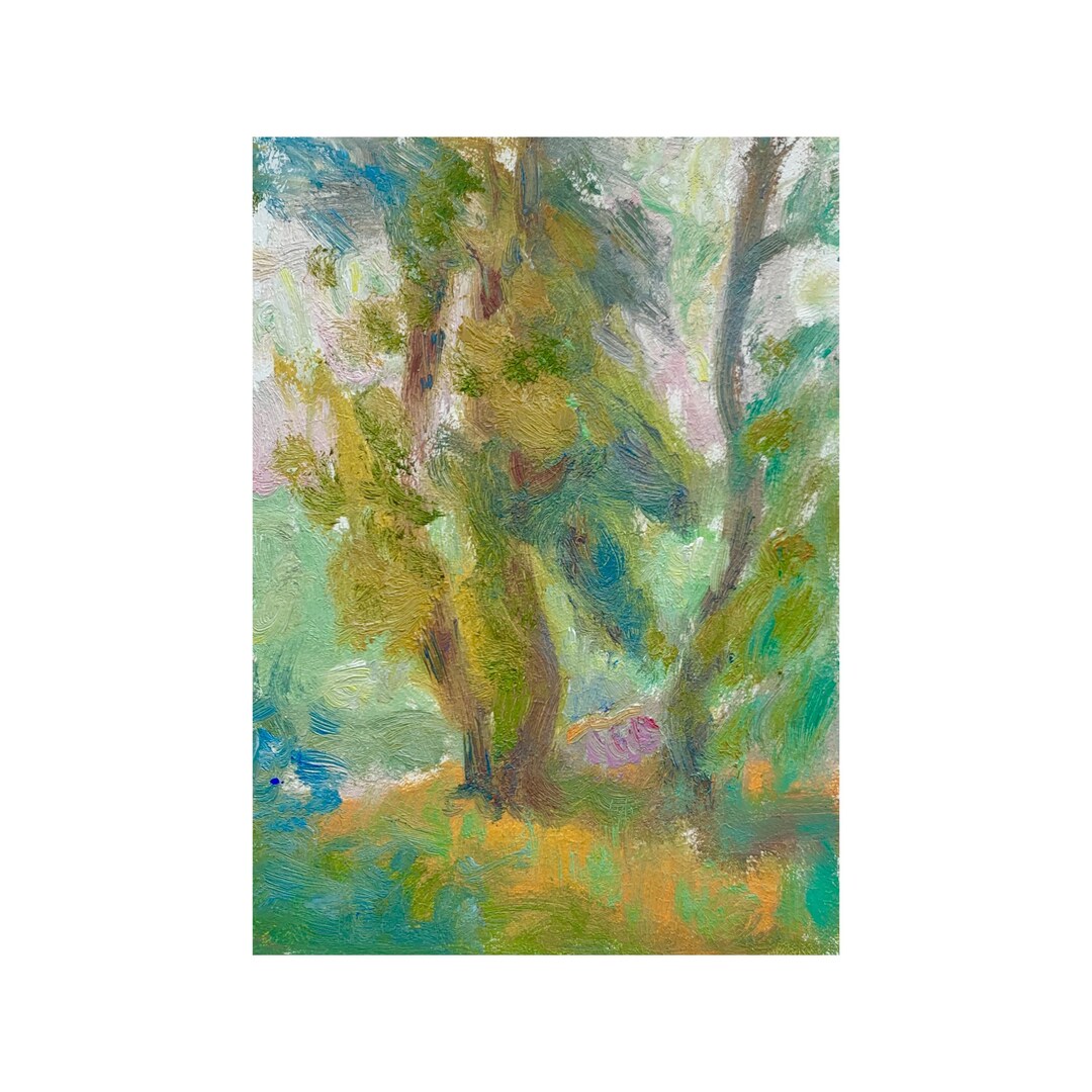 Impressionist Tree Painting Tree Artwork Art Deco Forest Tree 5 by 7 by ...