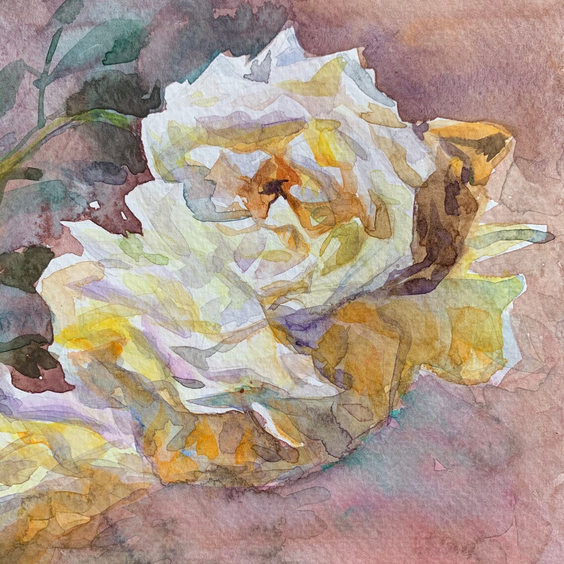 Yellow Rose Painting Original Watercolor Wall Art Flower - Etsy