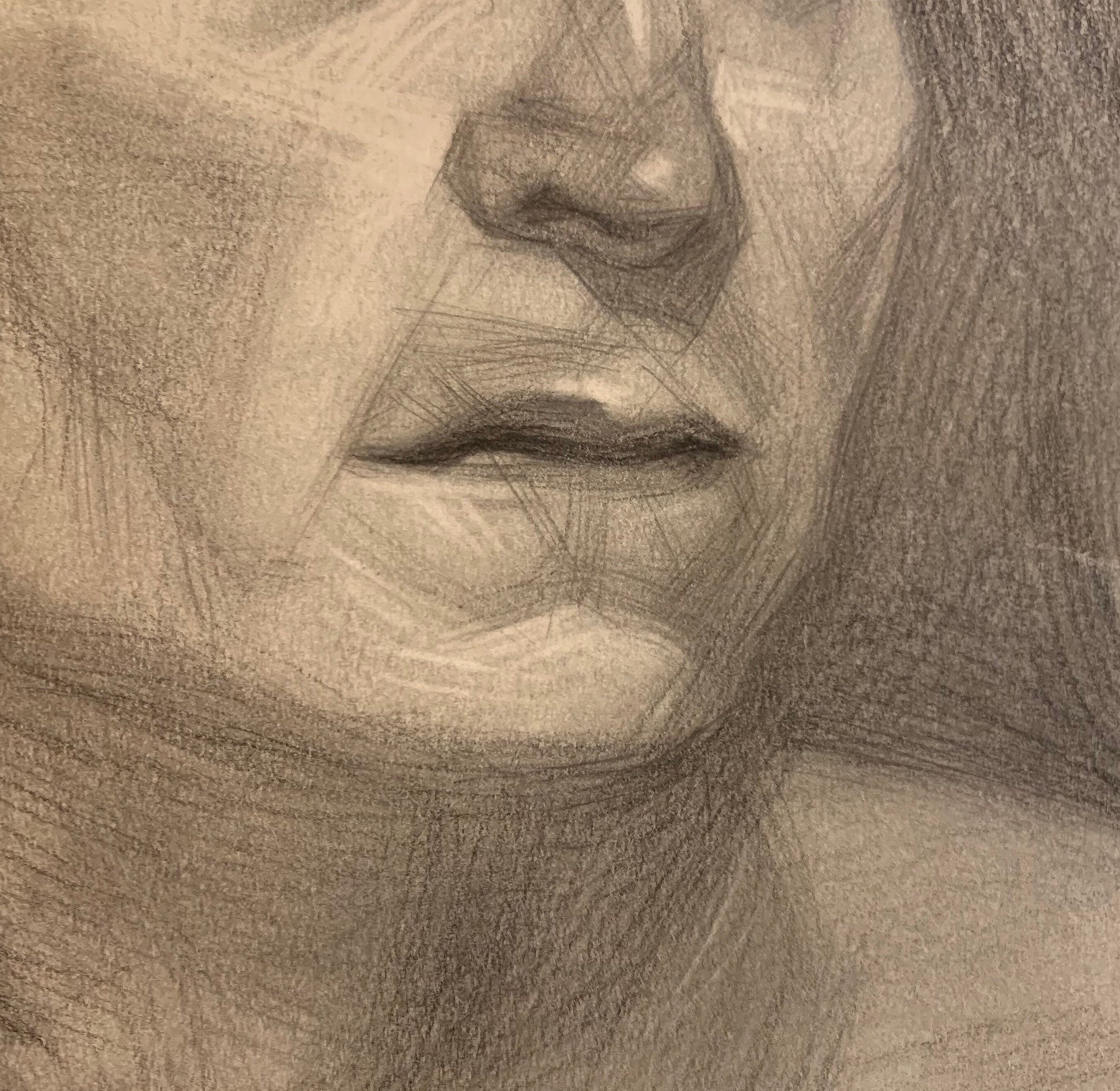 Head Drawing Portrait Wall Art Head Art Female Artwork - Etsy