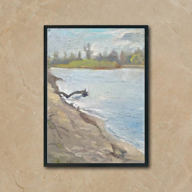 Lake Painting Lake Original Art Canvas Original Art Island - Etsy