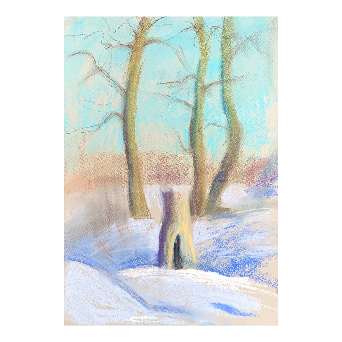 Tree Pastel Painting Tree Wall Art Landscape Art Original - Etsy