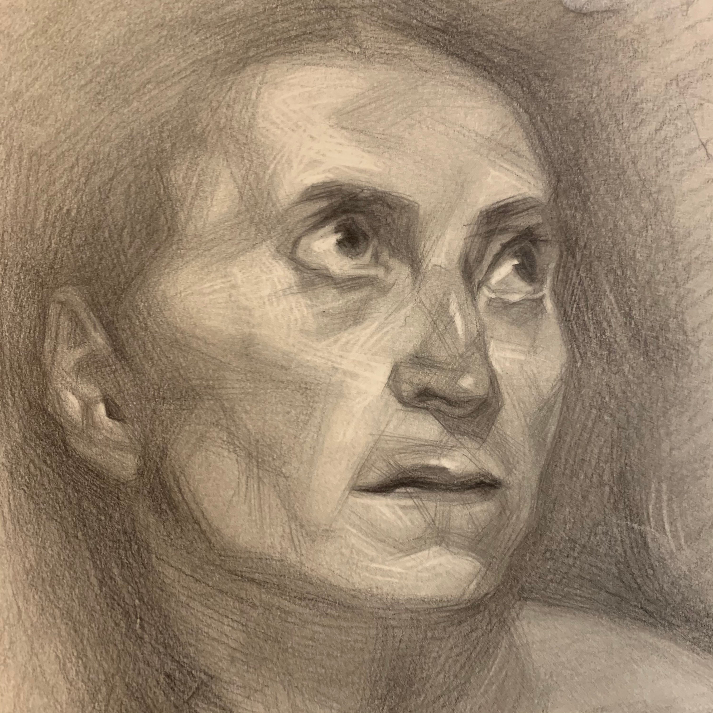 Head Drawing Portrait Wall Art Head Art Female Artwork - Etsy