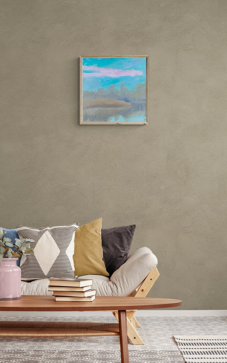 Sunset Painting Landscape Wall Art Countryside Art Sky - Etsy