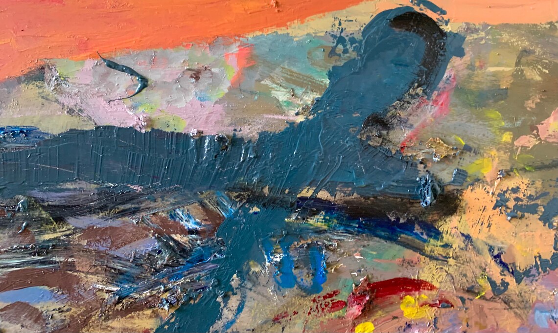 Abstract Solar Eclipse Oil Painting: Original Multicolor Wall Art ...