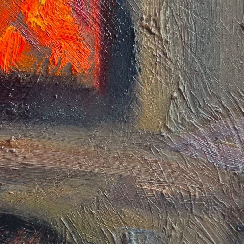 Fireplace Painting Cozy Art Fire Wall Art Chimney Painting - Etsy