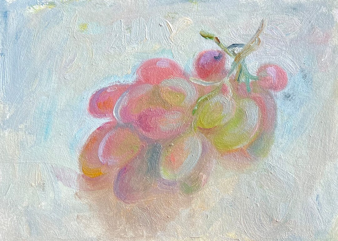 Grape Painting Food Art Fruit Decor Original Wall Decor Small Painting ...