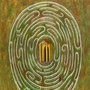Labyrinth Painting Spiritual Art Byzantine Wall Art Meditational ...