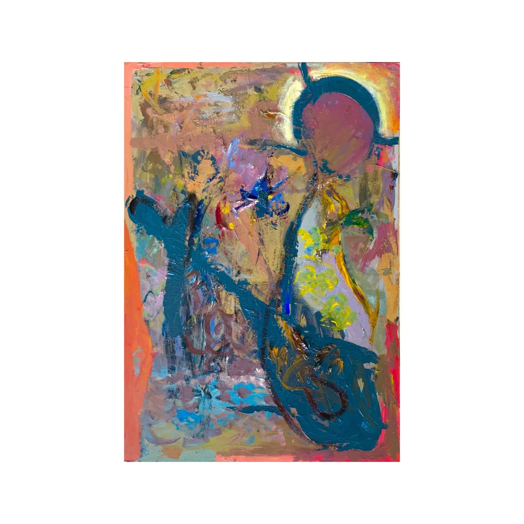 Abstract Solar Eclipse Oil Painting: Original Multicolor Wall Art ...