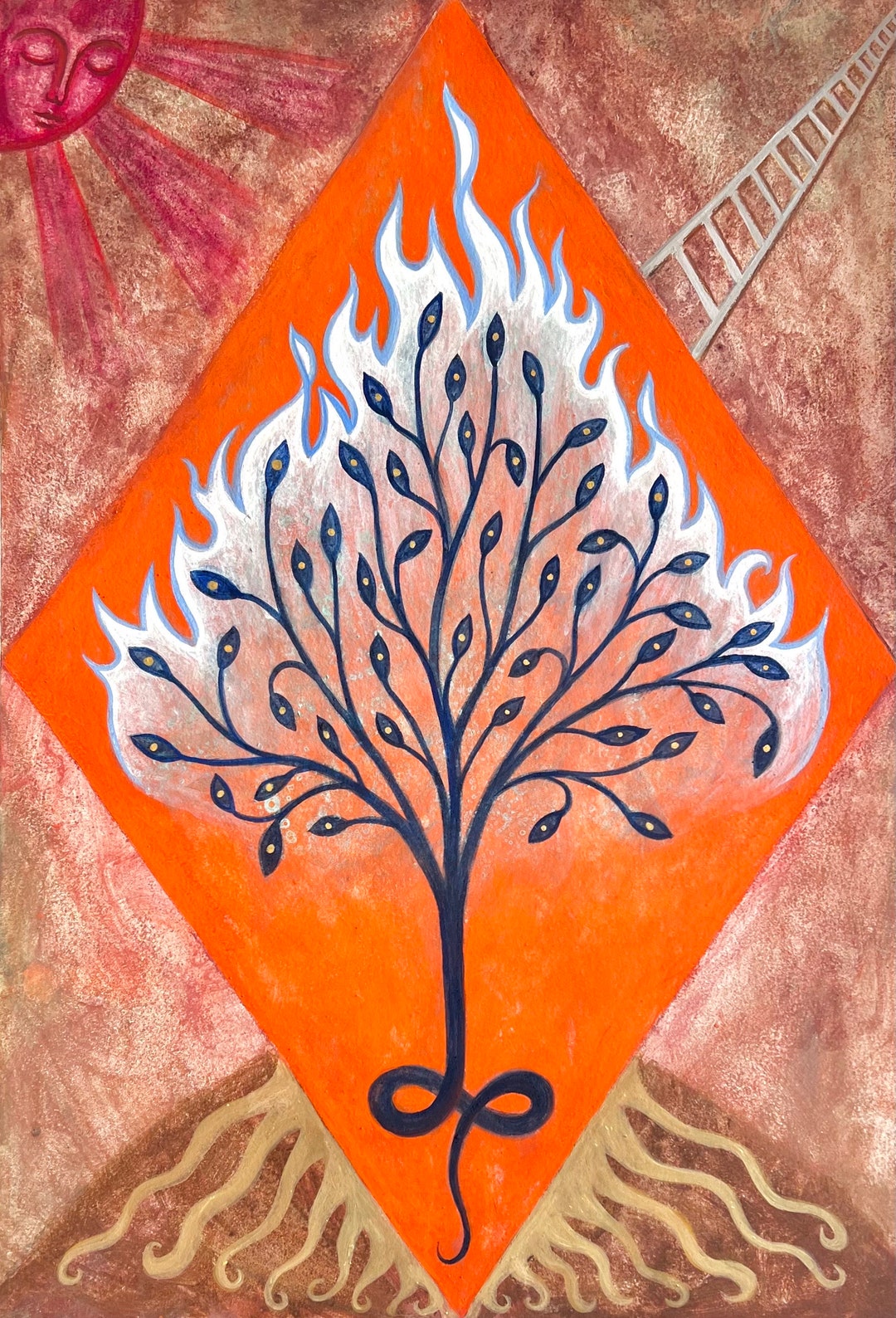 Fire Painting Tree Wall Art Sensual Artwork Surrealistic Art Mystical ...