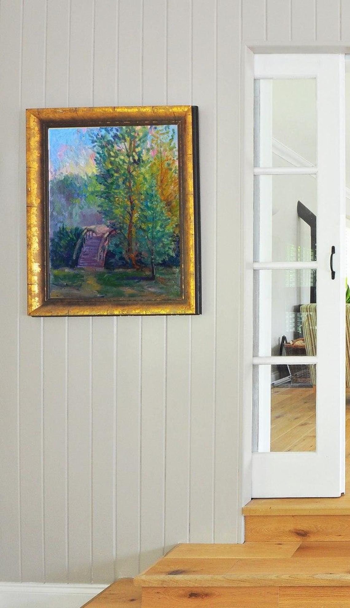 Bridge Painting Park Art Tree Wall Art Bridge Artwork Park - Etsy