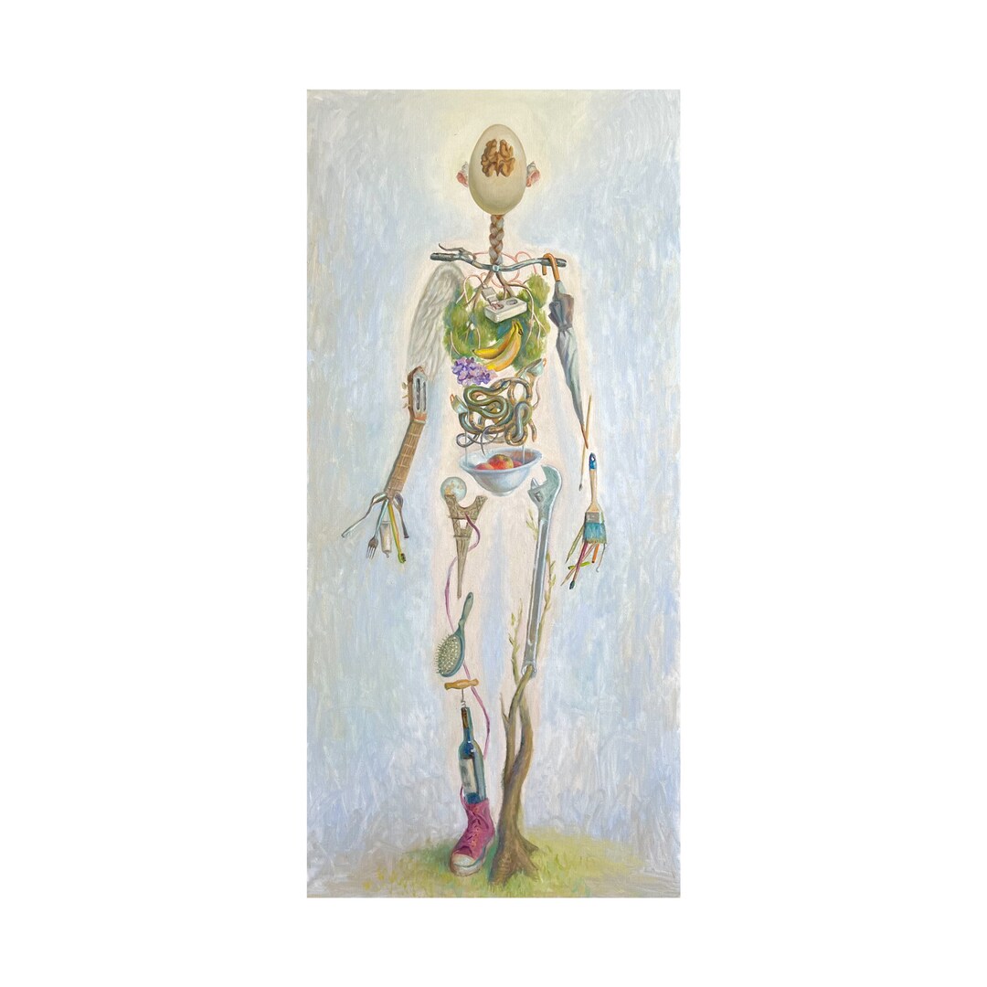 Skeleton Painting Surrealism Art Psychedelic Wall Art Abstract Artwork ...