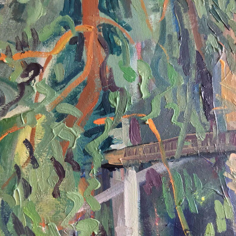 Forest Tree Painting Forest Wall Art Large Artwork Tree House - Etsy