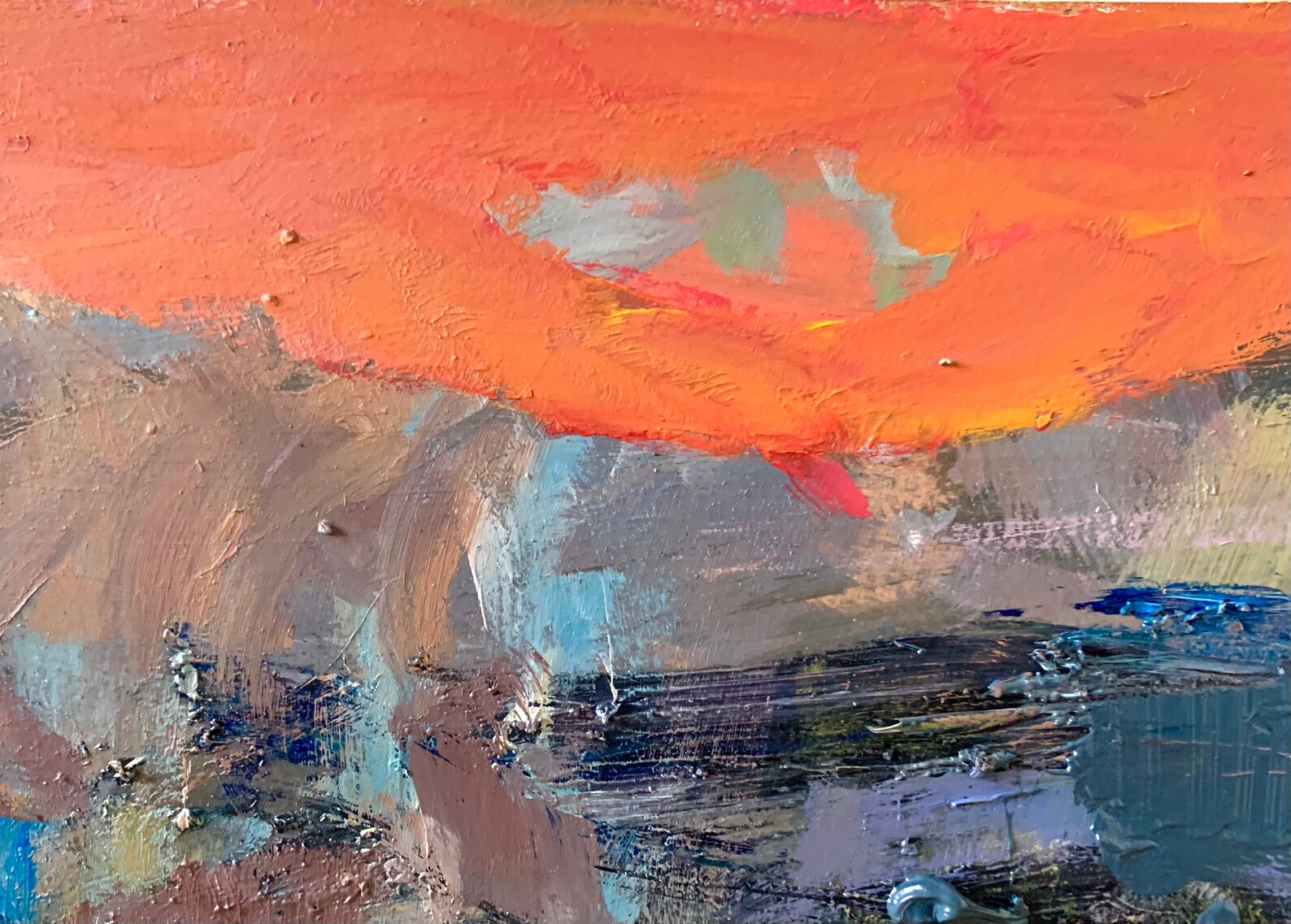Abstract Solar Eclipse Oil Painting: Original Multicolor Wall Art ...
