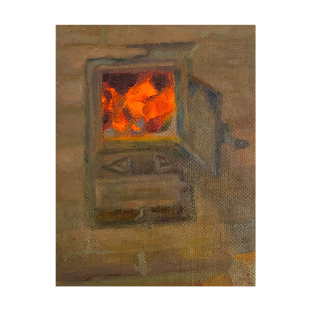 Fireplace Painting Hearth Art Cozy Artwork Original Painting 7x9 by ...