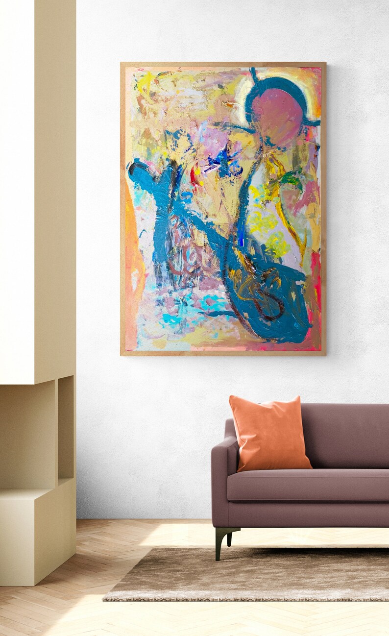 Abstract Solar Eclipse Oil Painting: Original Multicolor Wall Art ...