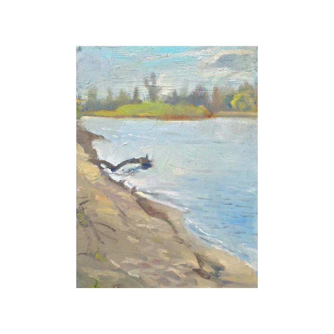 Lake Painting Lake Original Art Canvas Original Art Island | Etsy