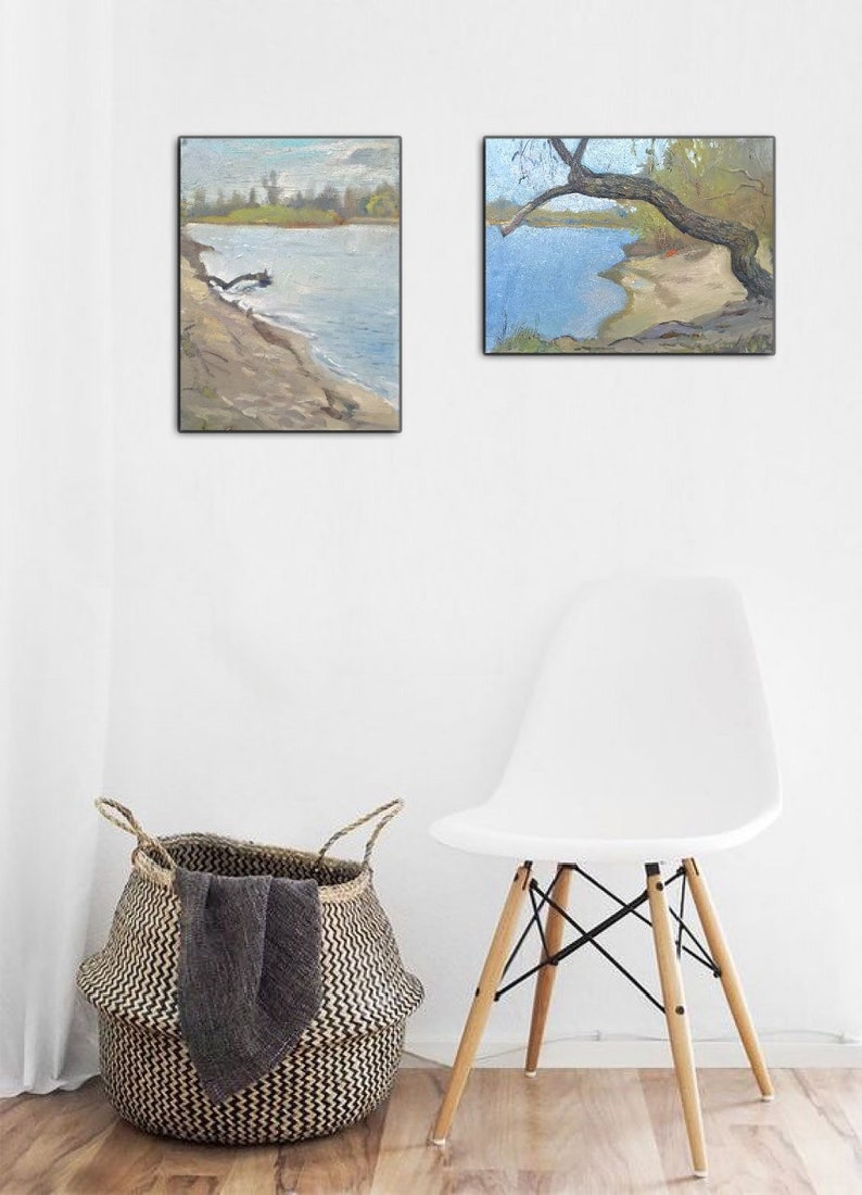 Lake Painting Lake Original Art Canvas Original Art Island | Etsy