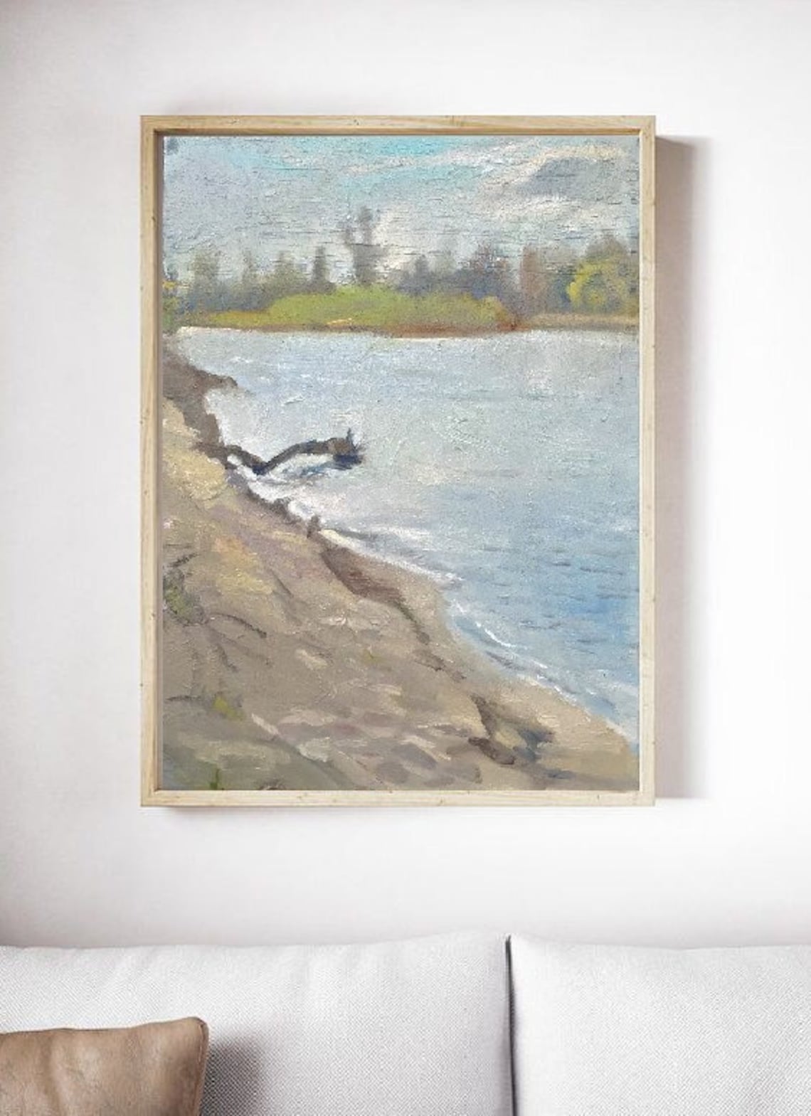 Lake Painting Lake Original Art Canvas Original Art Island | Etsy