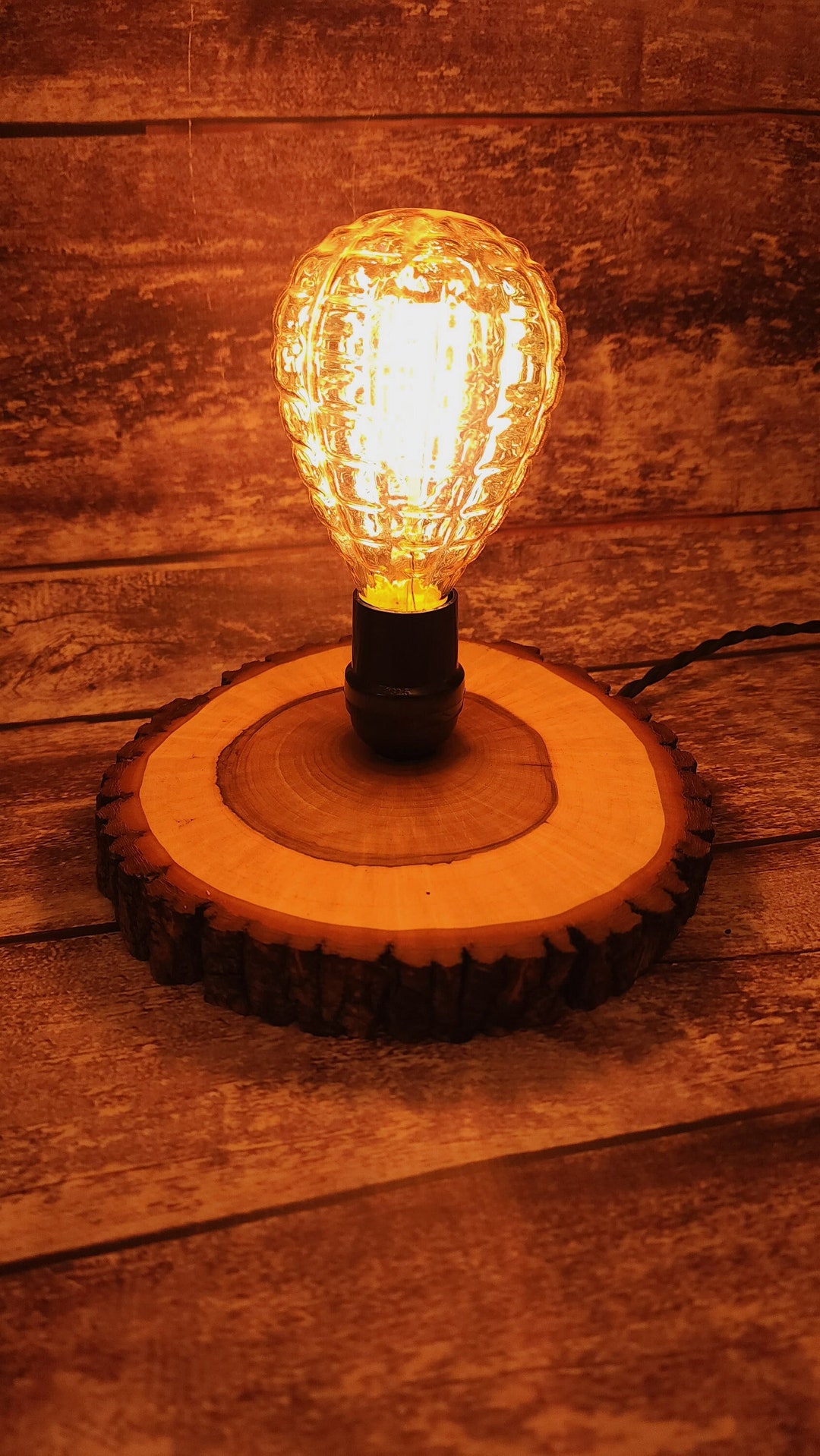 Live Edge Wood Edison Lamp - Etsy