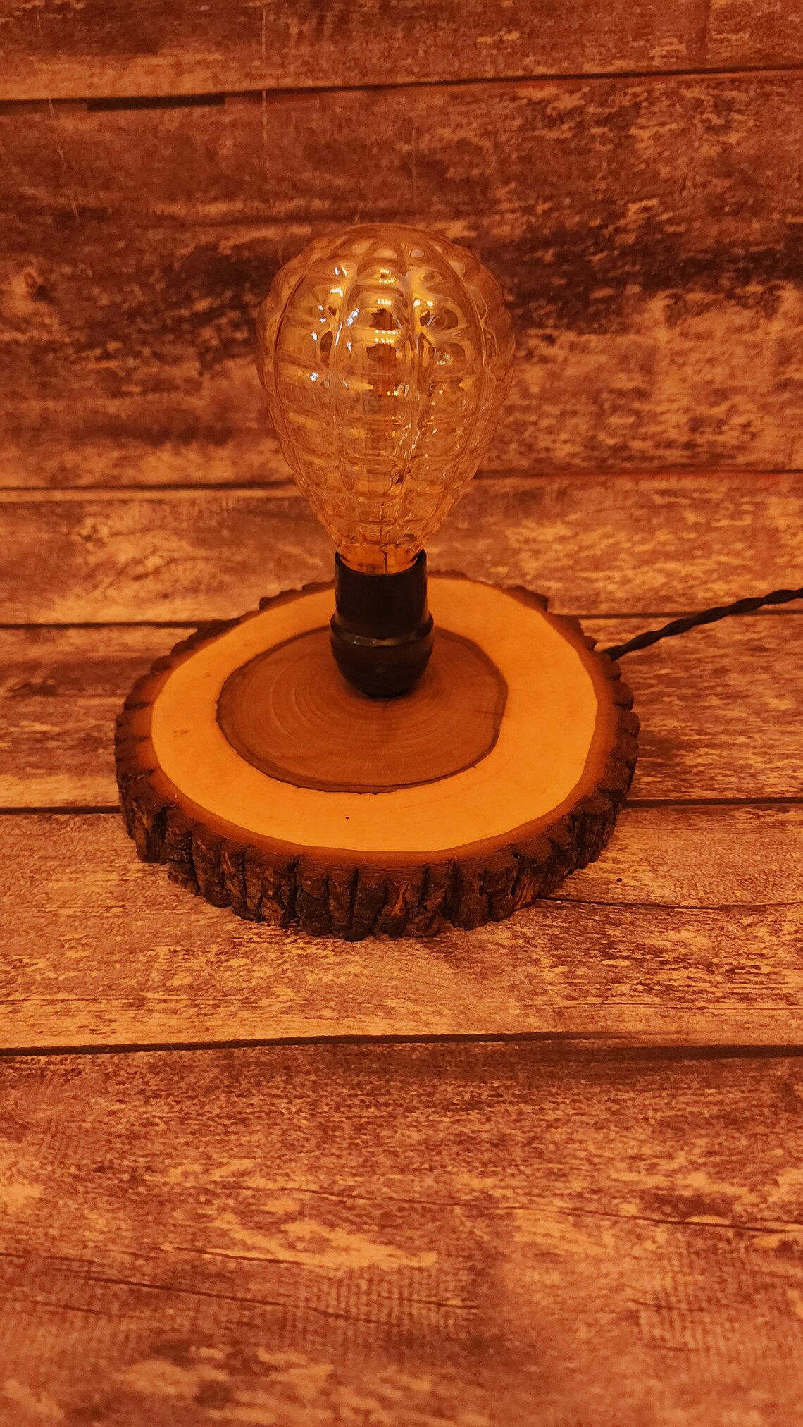 Live Edge Wood Edison Lamp - Etsy