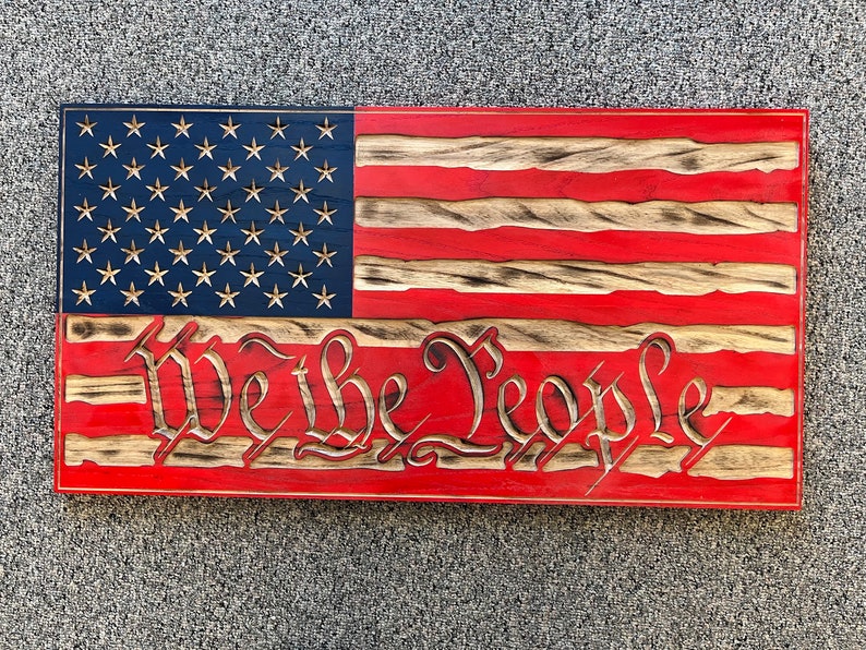 We the People Flag, Wooden American Flag, Carved American Flag ...