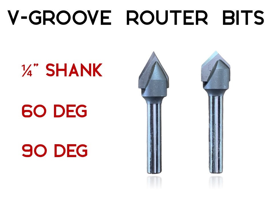 V groove Router Bits Carbide Tip 1 4 Inch Shank Diameter 60 Degree 90 Degree V bit CNC Woodworking Engraving Etsy UK
