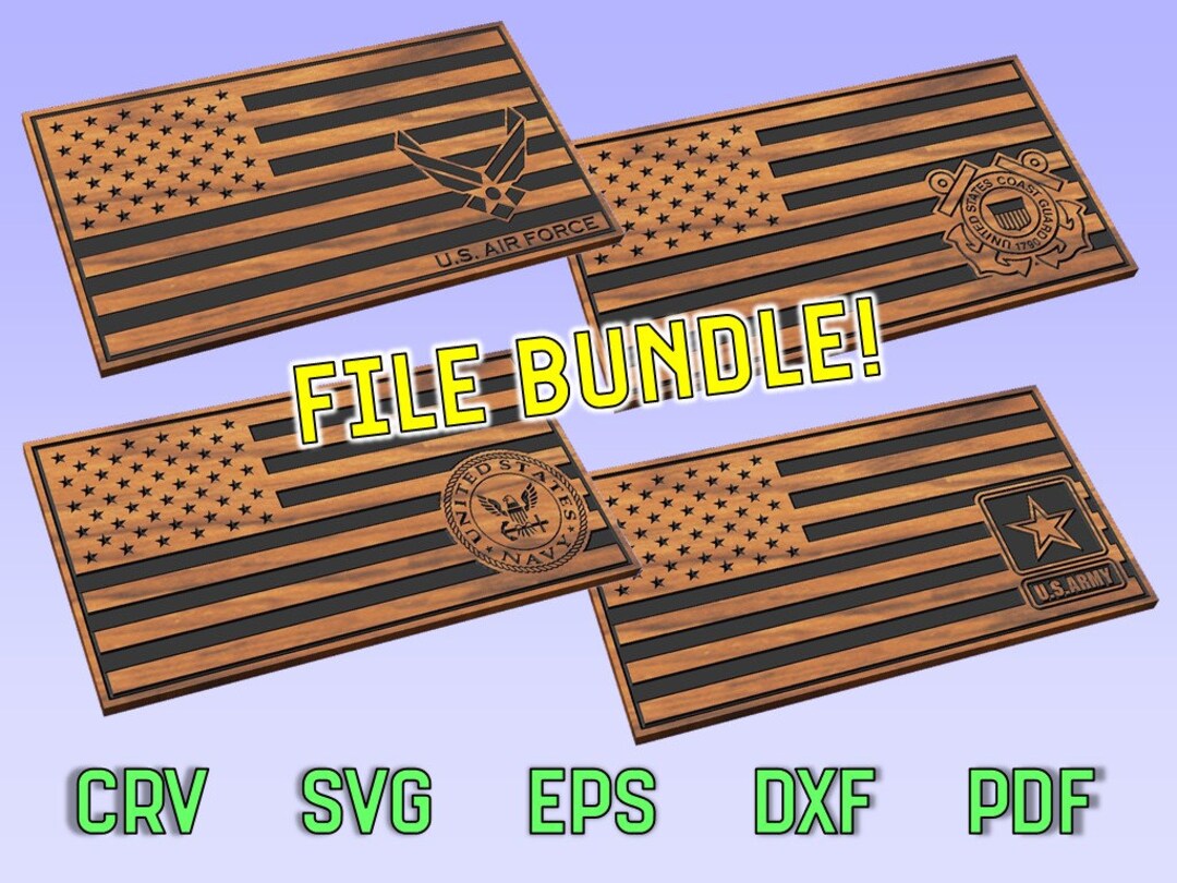 Armed Forces Flag Cut Files - Military Vector Bundle - Vcarve CNC ...