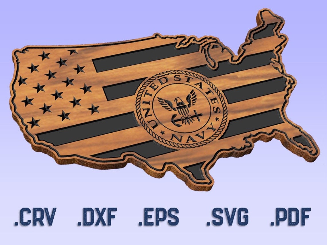United States Navy Flag Cut Files - USA Map - Svg, Crv, Dxf, Eps, Pdf ...
