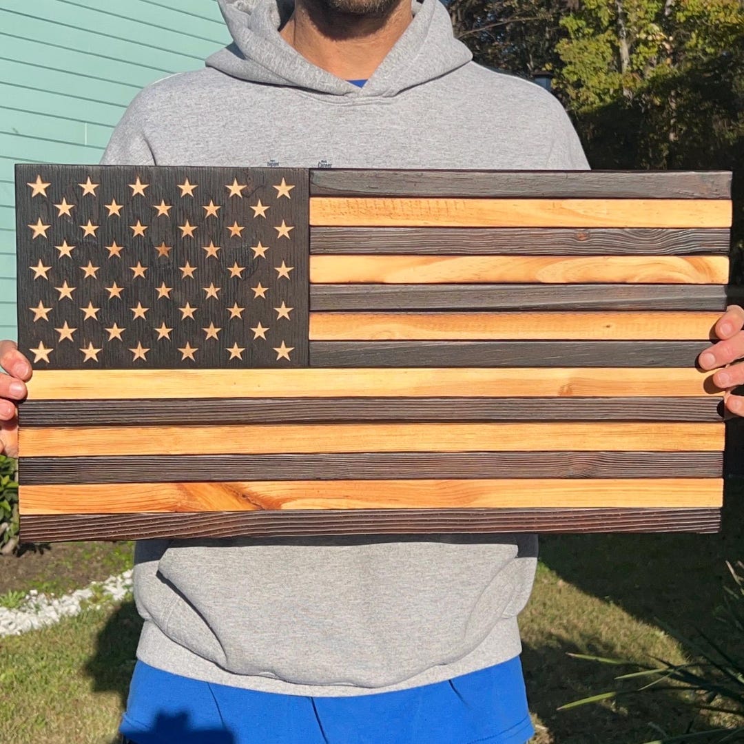 Torched American Flag READY TO SHIP Shou Sugi Ban Finish Rustic ...