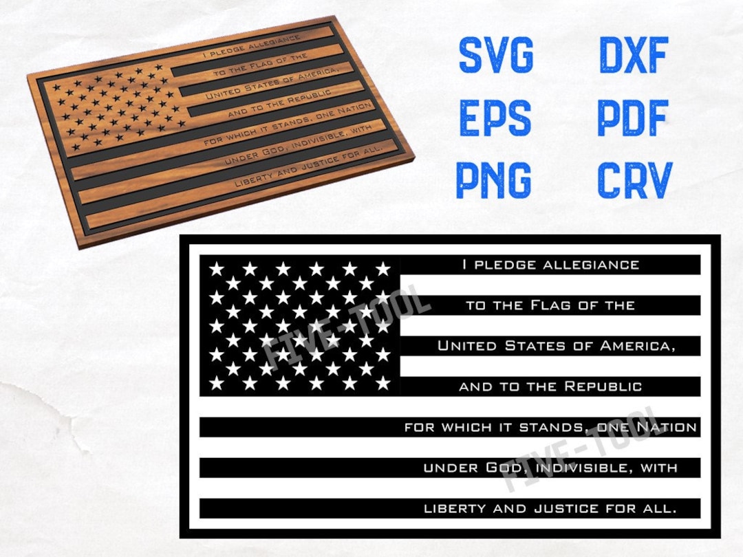 American Flag Pledge of Allegiance Vector File - Vcarve CNC Cut File ...