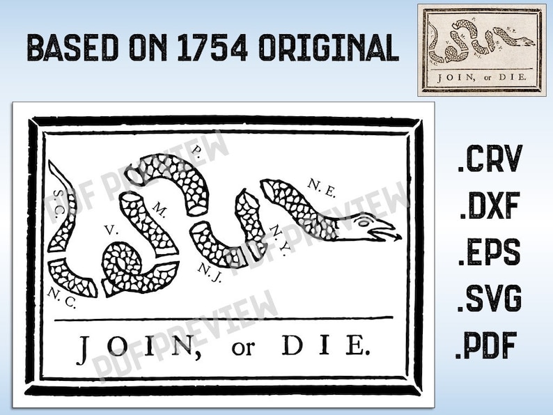 Join or Die Vector - Crv, Dxf, Eps, Svg, Pdf - Digital Download Bundle ...