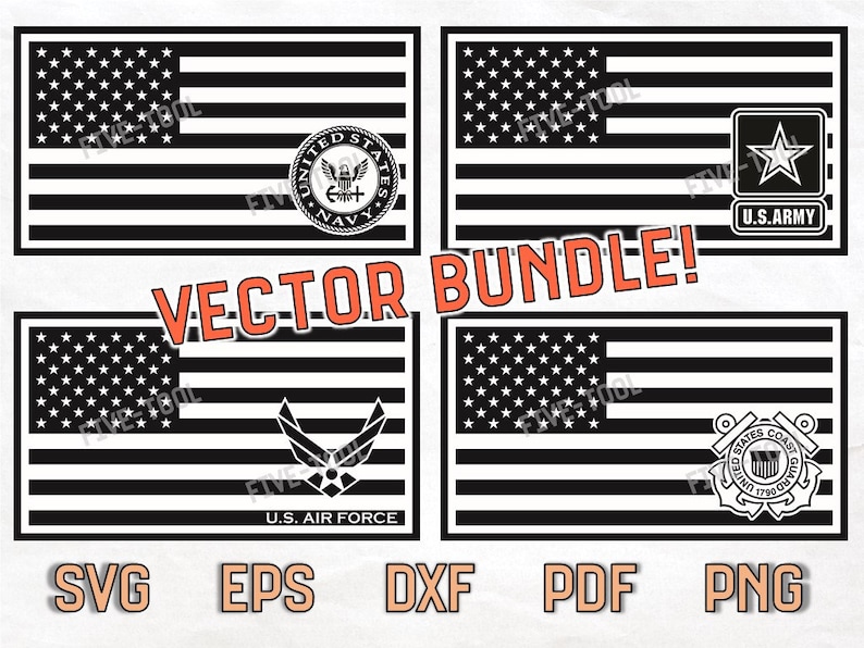 Armed Forces Flag Vector Files - American Flag Cut Files - Military ...